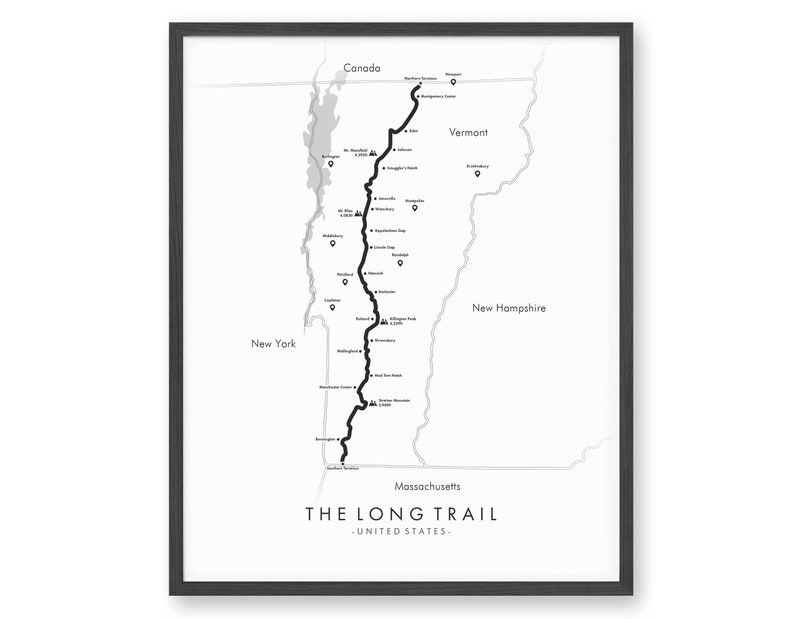 Vermont Long Trail Map | the Long Trail Vermont Map | the Long Trail in ...