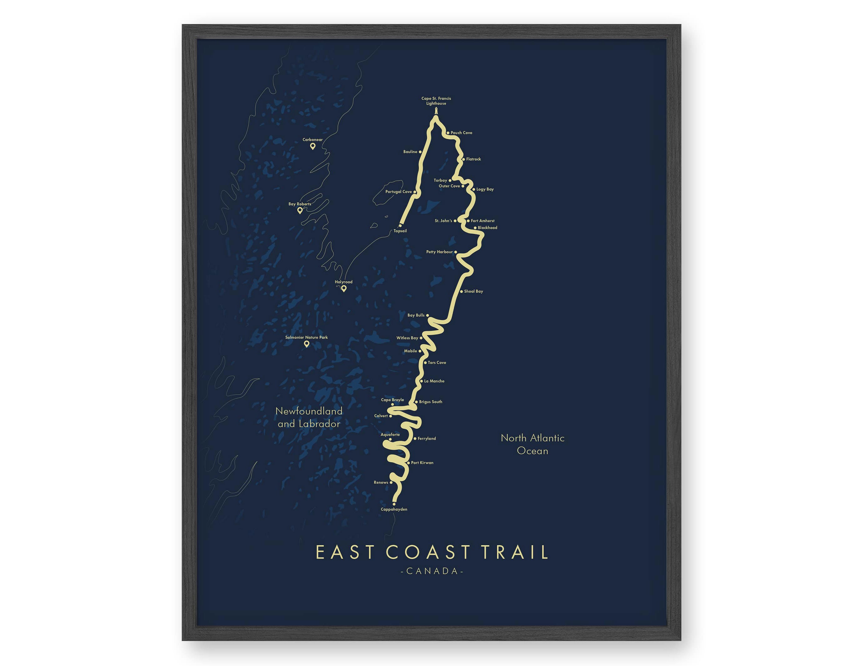 East Coast Trail Map East Coast Trail Poster Hiking Canada - Etsy