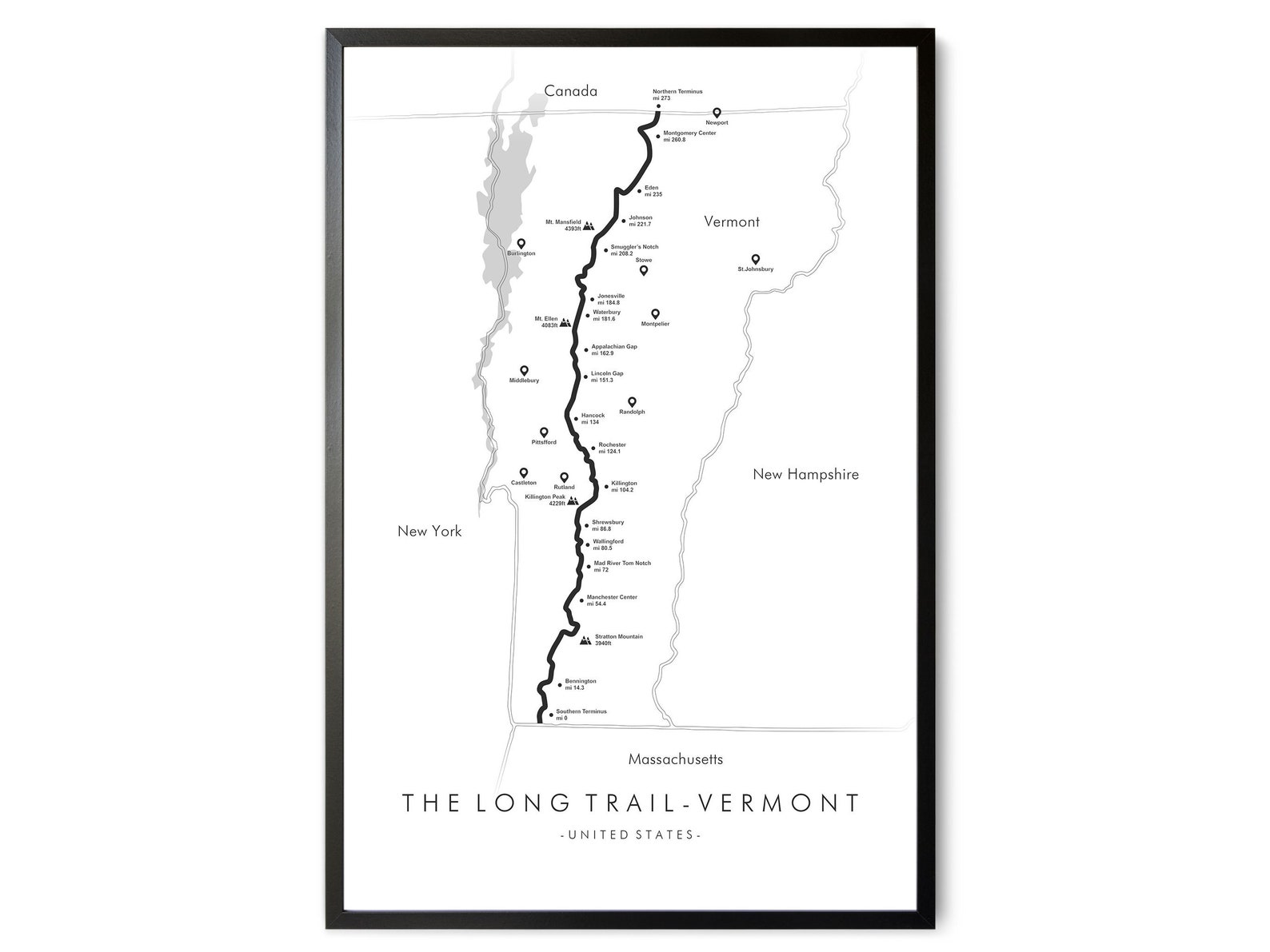 Vermont Long Trail Map The Long Trail Vermont Map The Long | Etsy