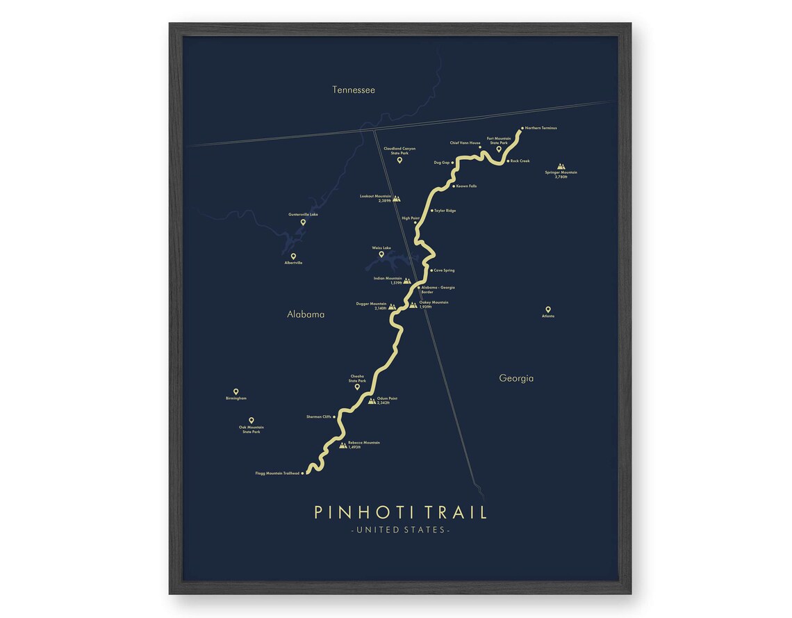 Pinhoti Trail Map Pinhoti Trail Poster National Recreation | Etsy