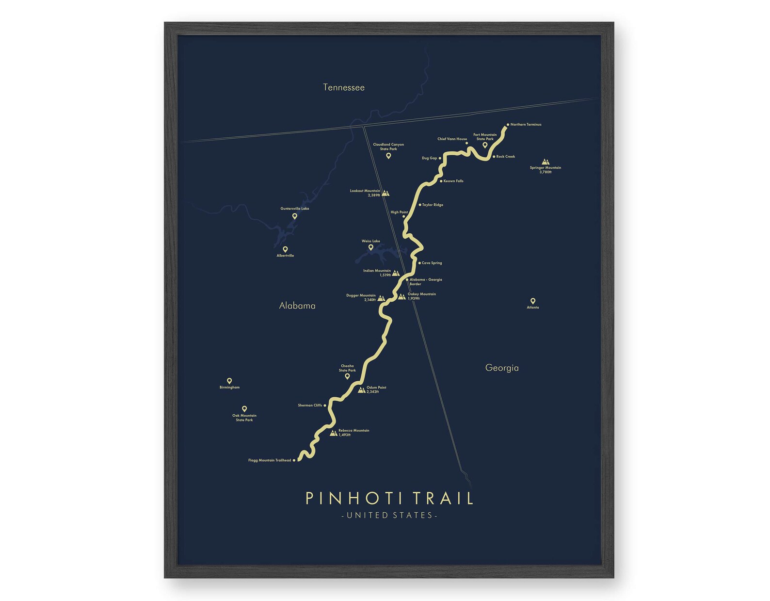 Pinhoti Trail Map Pinhoti Trail Poster National Recreation | Etsy
