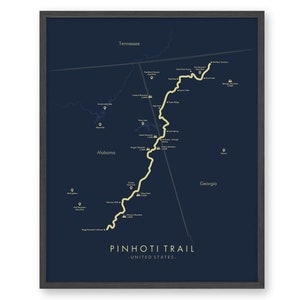 Pinhoti Trail Map | Pinhoti Trail Poster | National Recreation Trail ...