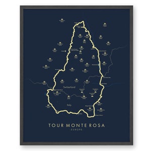 Tour Monte Rosa Map | Tour Monte Rosa Poster | Hiking Europe | Trail ...