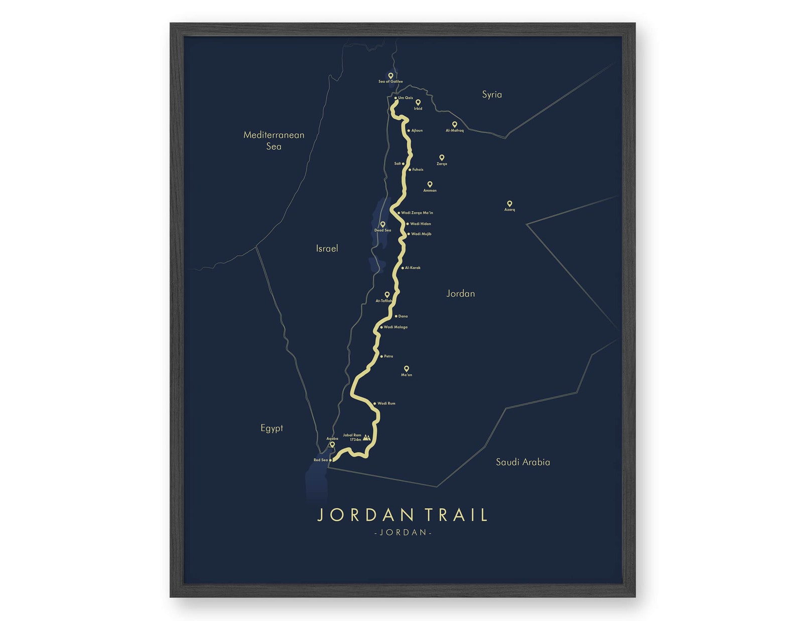Jordan Trail Map Jordan Trail Hiking Poster Hiking Middle | Etsy