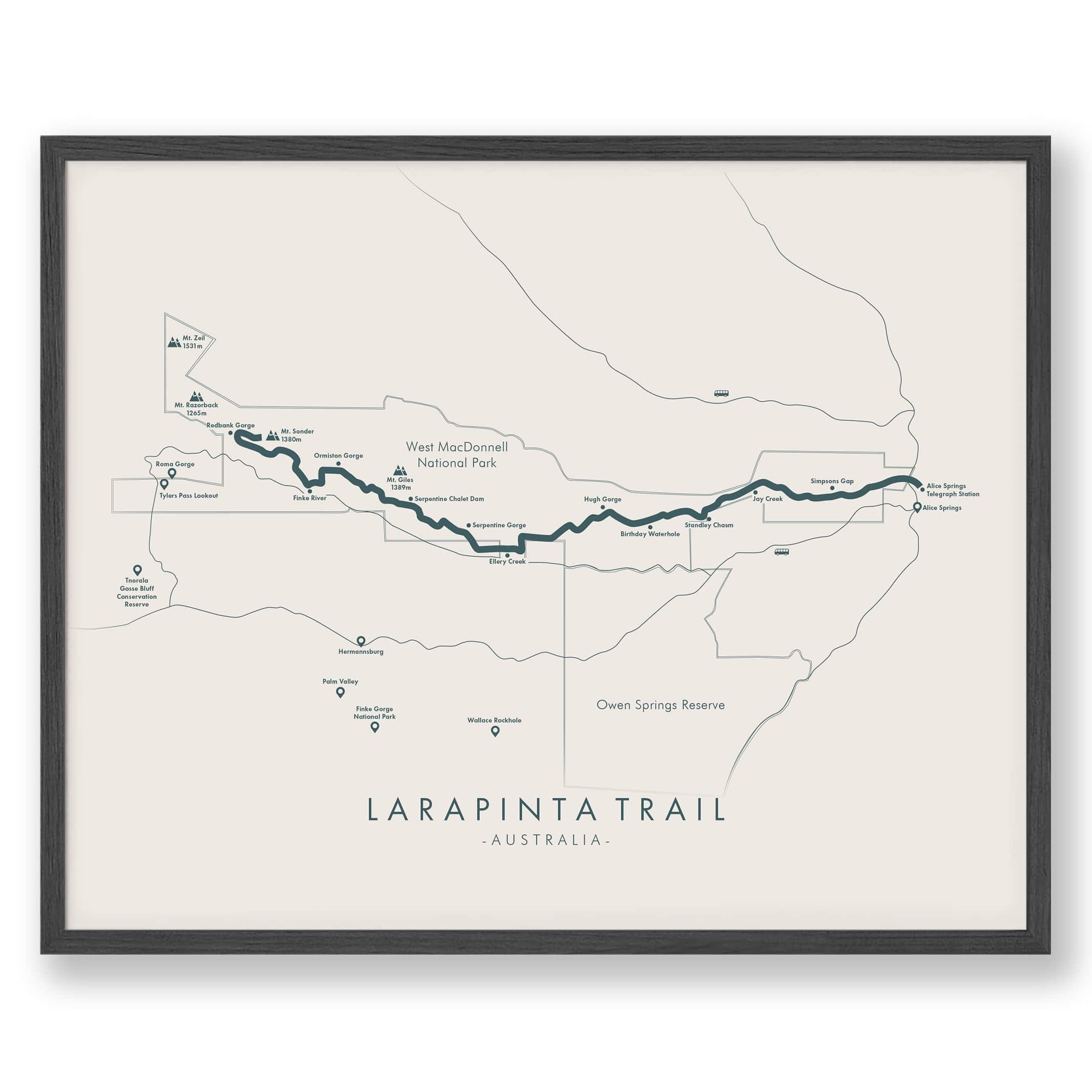 Larapinta Trail Map | Larapinta Trail Poster | Australia Hiking Poster ...