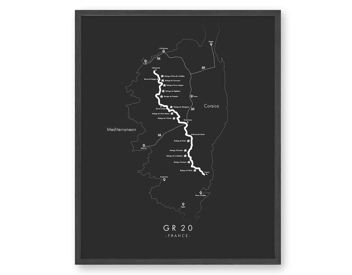 GR20 Track Map | GR20 Trail Poster | Corsica Hiking | Relive Your ...