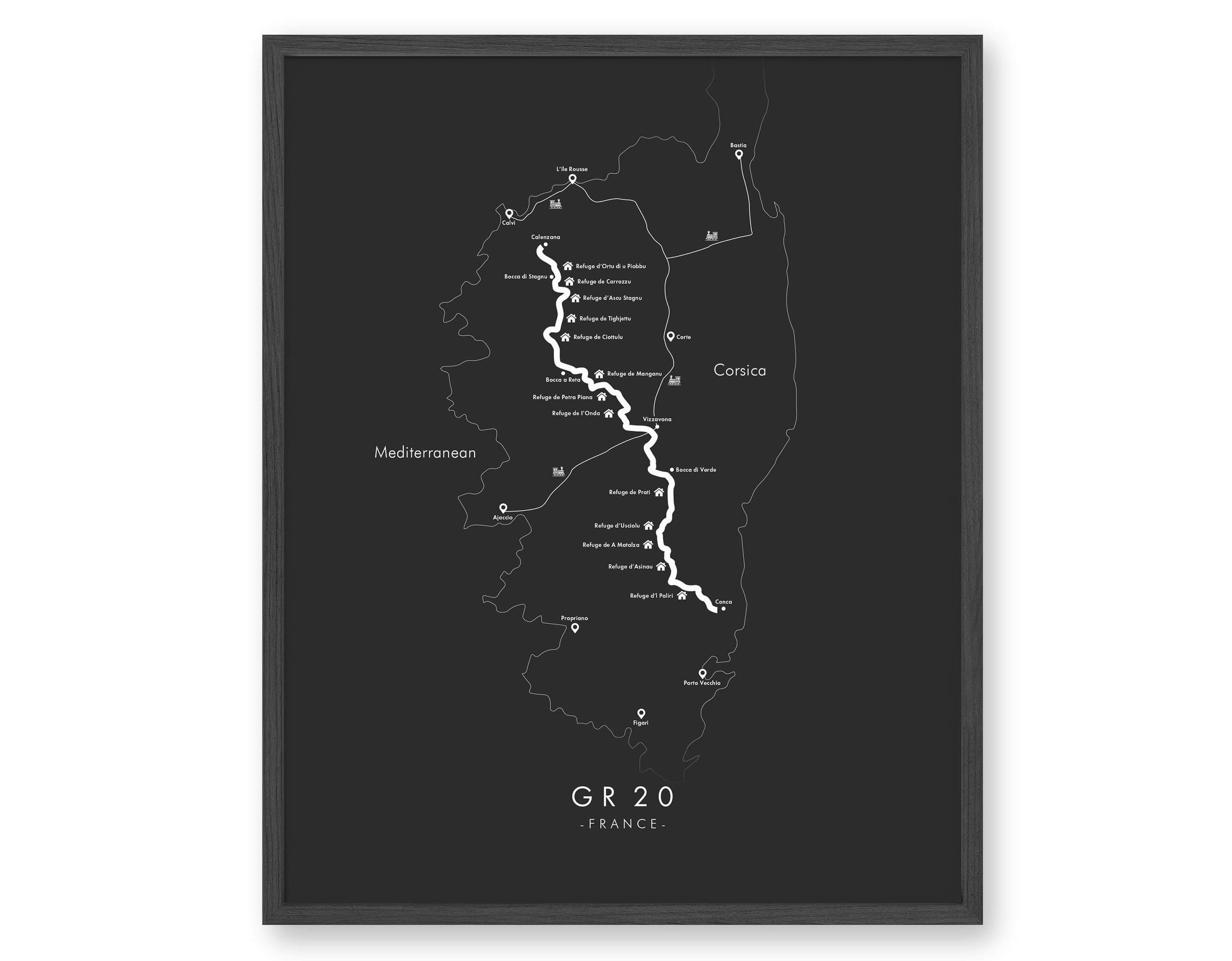 GR20 Track Map GR20 Trail Poster Corsica Hiking Relive - Etsy