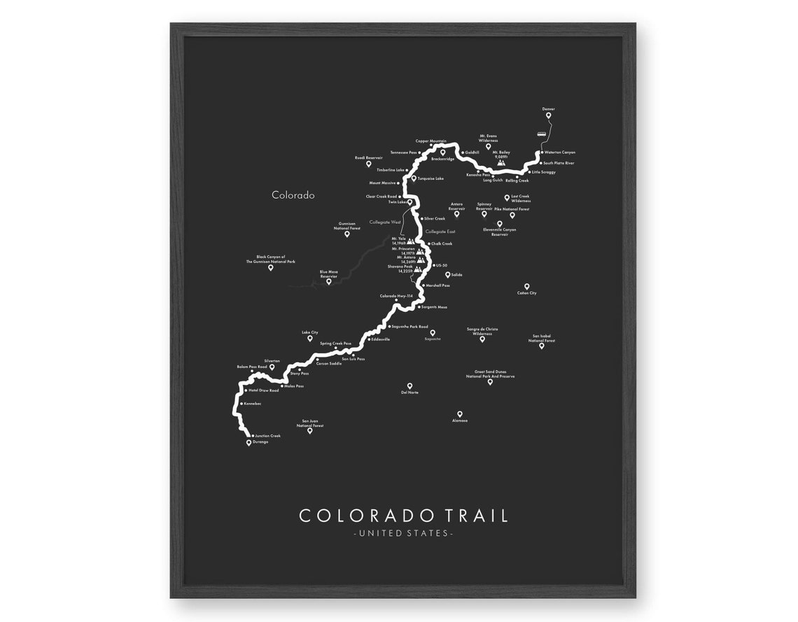 Colorado Trail Poster - East Collegiate | the Colorado Trail Map - East ...
