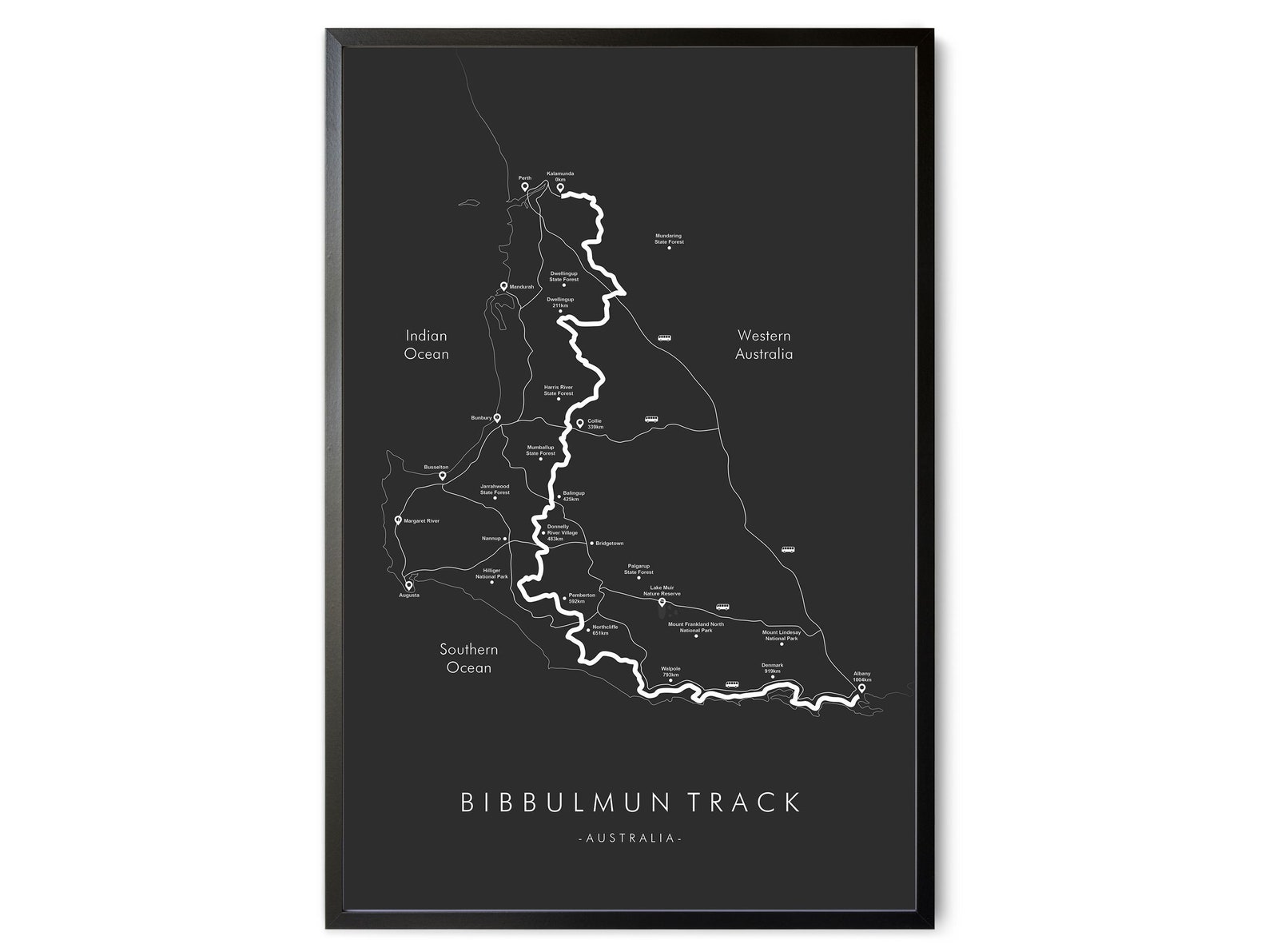 Bibbulmun Track Map Bibbulmun Hiking Poster Australia | Etsy
