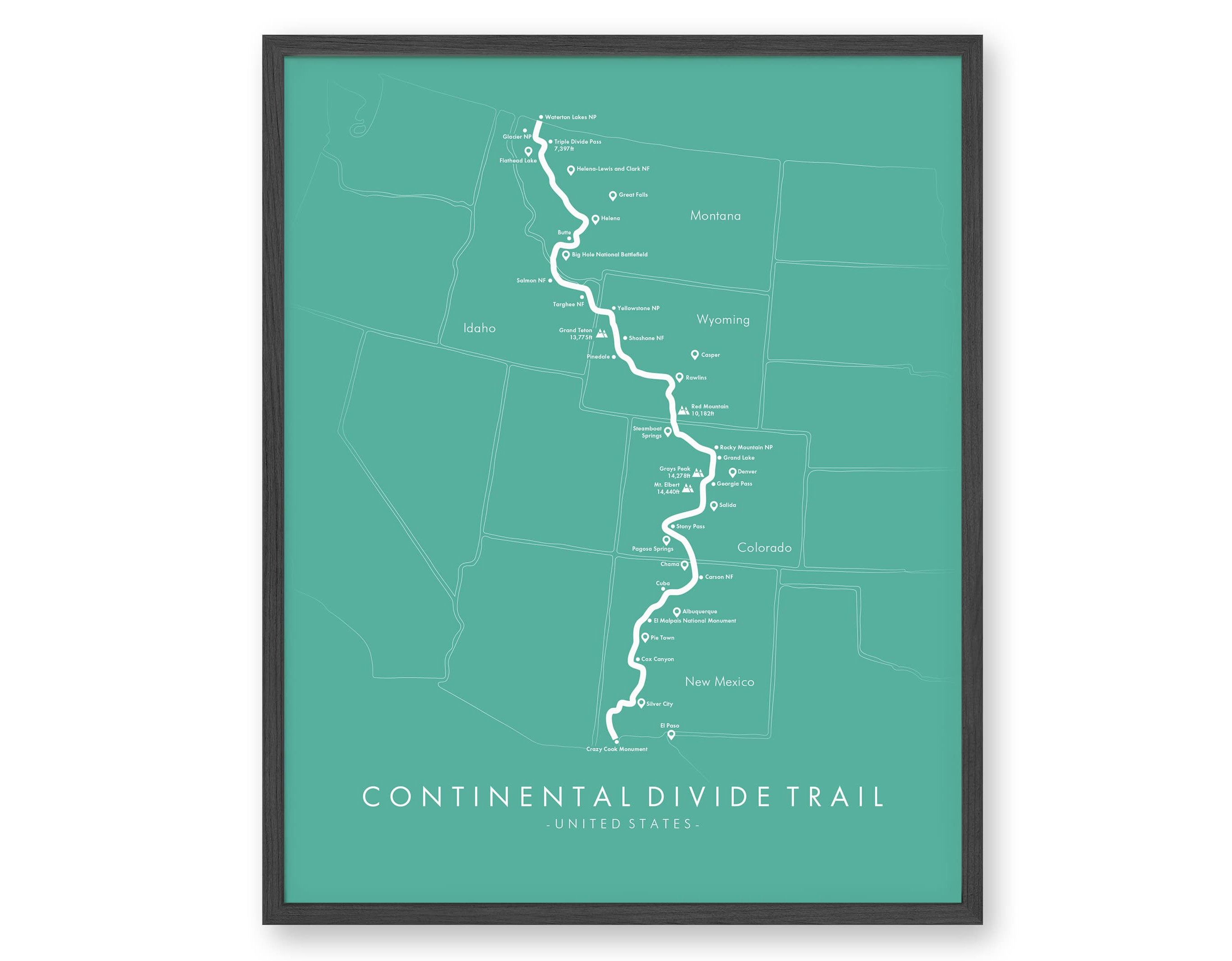 Continental Divide Trail Map Hiking Trail Poster Amazing - Etsy