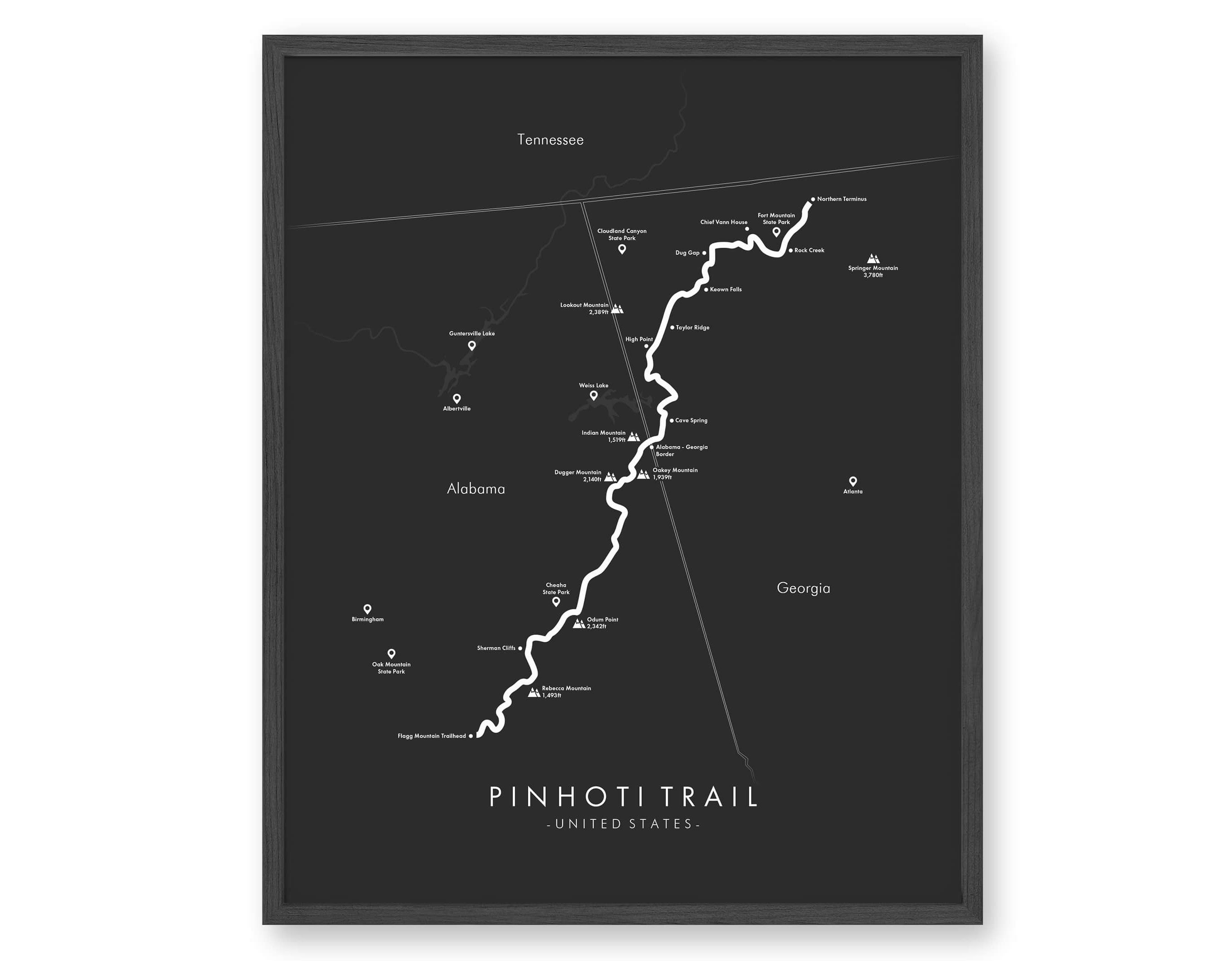 Pinhoti Trail Map Pinhoti Trail Poster National Recreation | Etsy