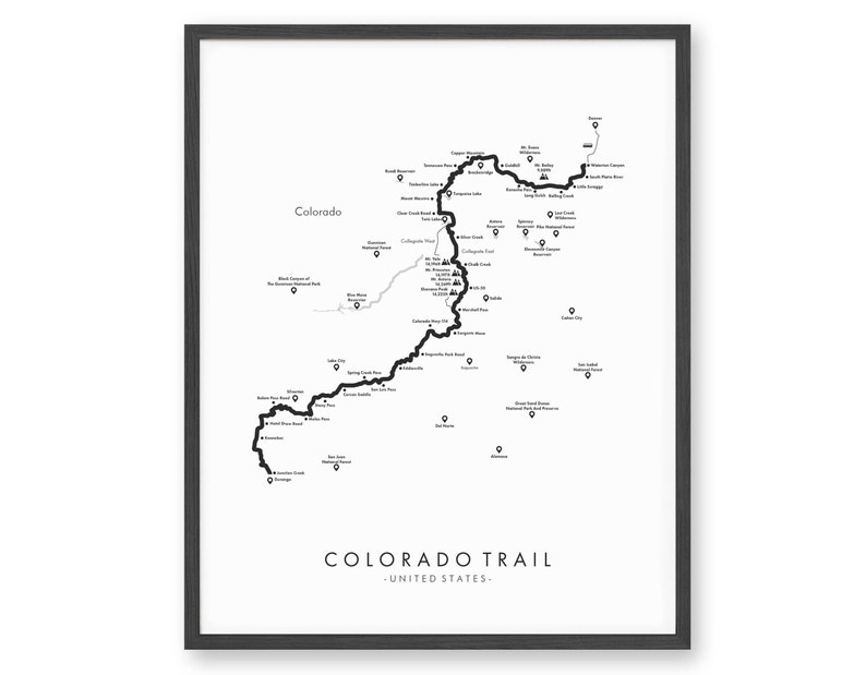 Colorado Trail Poster - East Collegiate | the Colorado Trail Map - East ...