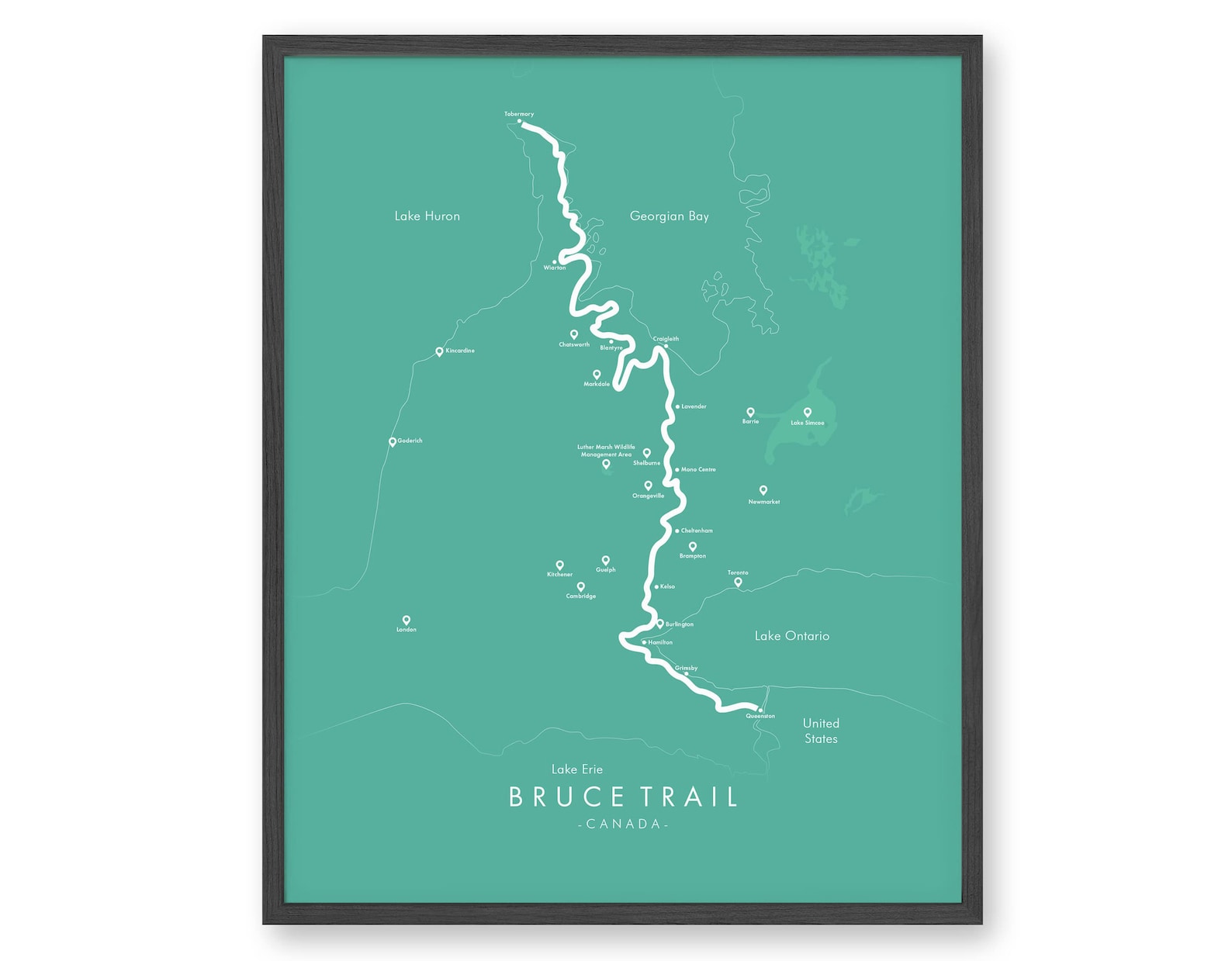 Bruce Trail Map Bruce Trail Poster Hiking Canada Poster | Etsy