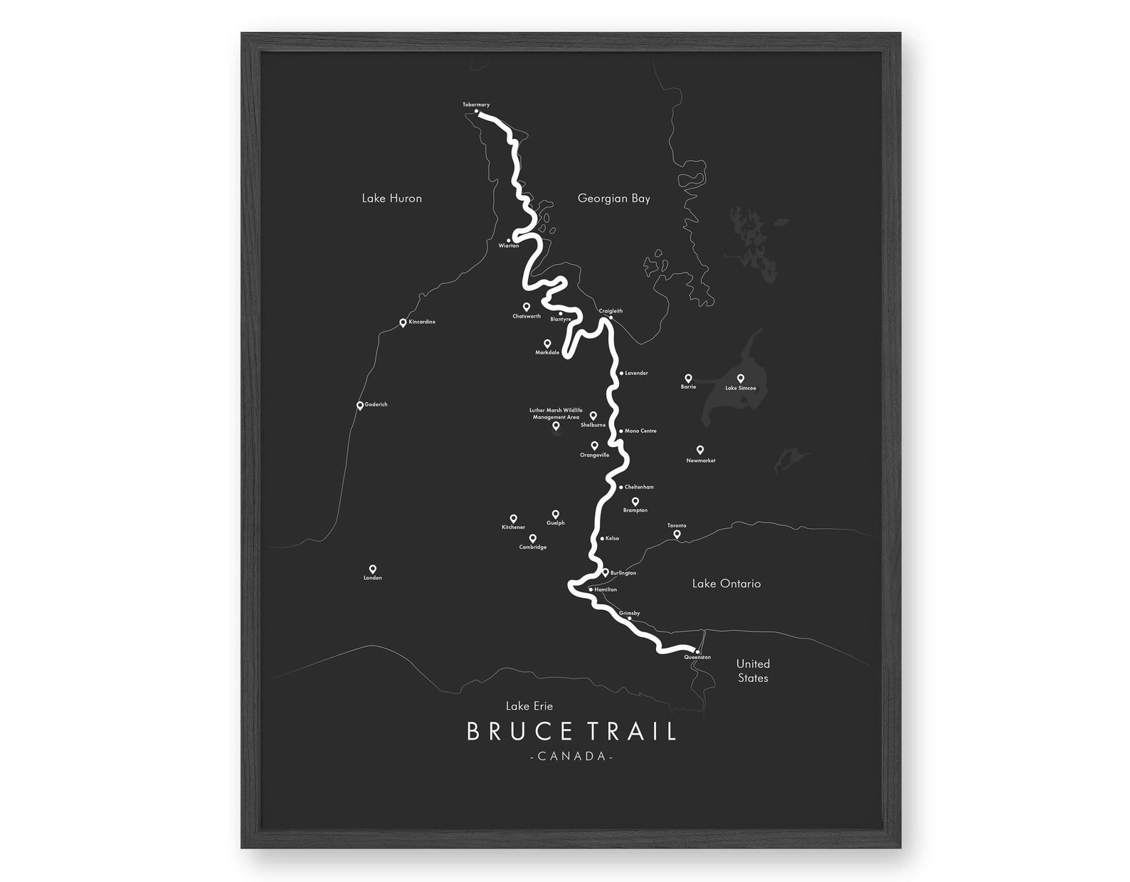 Bruce Trail Map | Bruce Trail Poster | Hiking Canada Poster | Relive ...