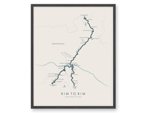 Rim to Rim Trail Map Rim to Rim Hiking Trail Map Rim to | Etsy