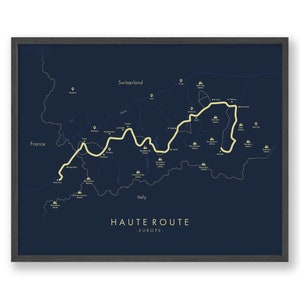 Haute Route Trail Map | High Route Hiking Poster | Mountaineers' Route ...