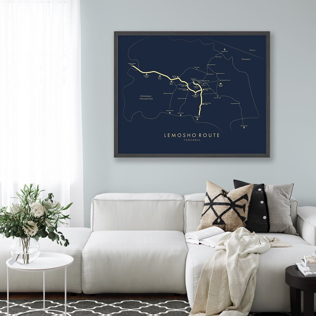 Lemosho Route Map | Lemosho Route Poster | Kilimanjaro Hiking Poster ...