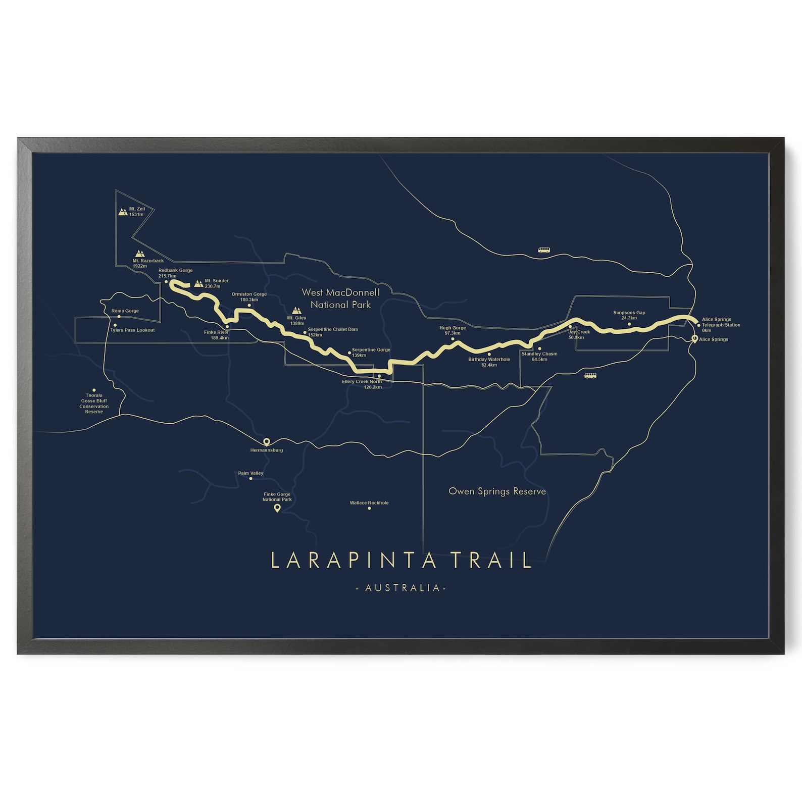 Larapinta Trail Map Larapinta Trail Poster Australia | Etsy