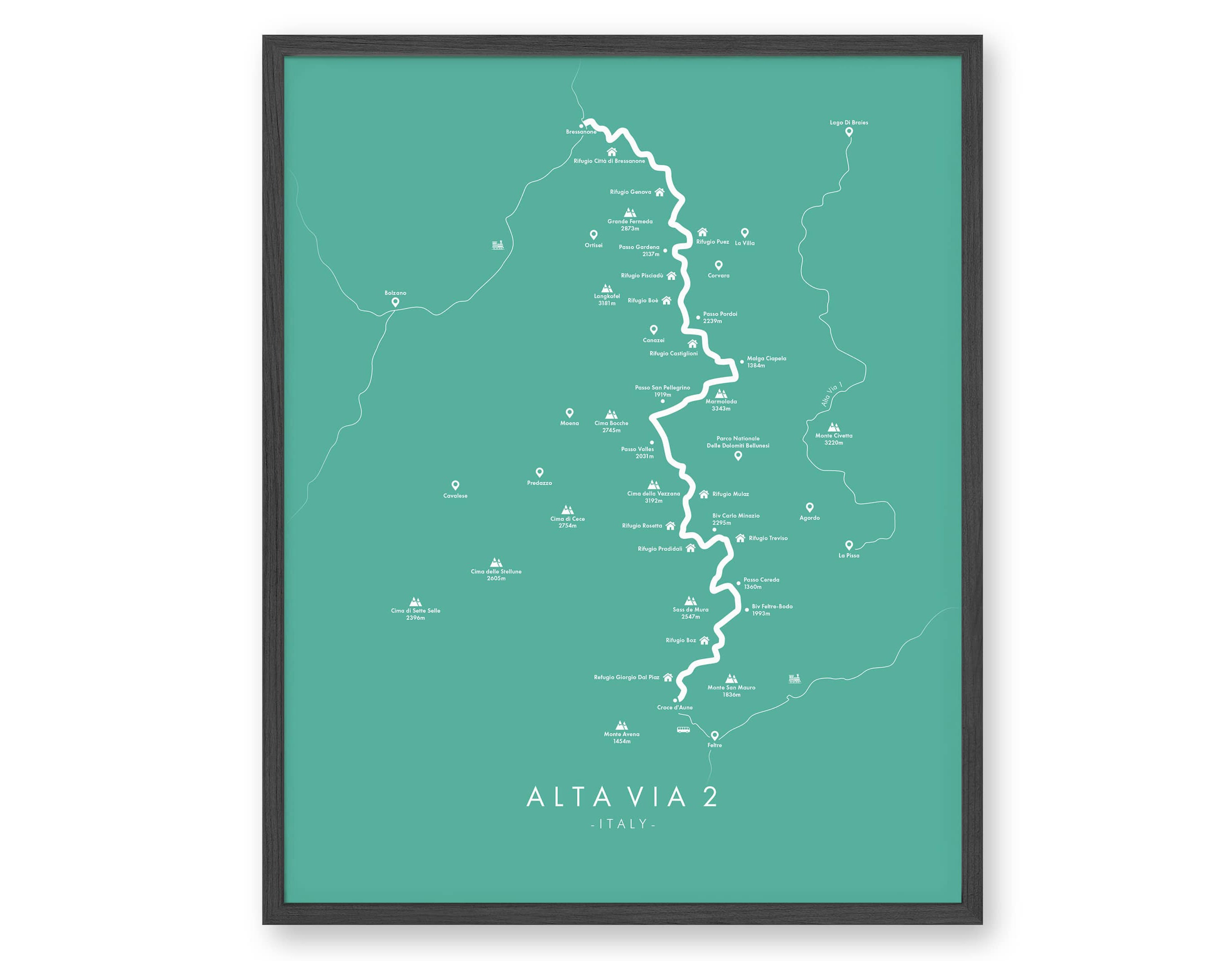 Alta via 2 Poster | Alta via 2 Track Map | Alta via Wall Art ...