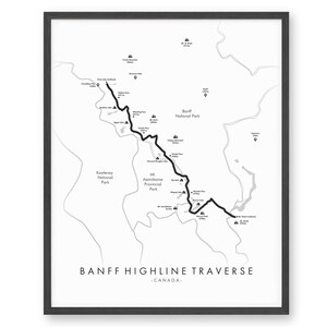 Banff Highligh Traverse Map | Banff Hiking Poster | Canadian Rockies ...