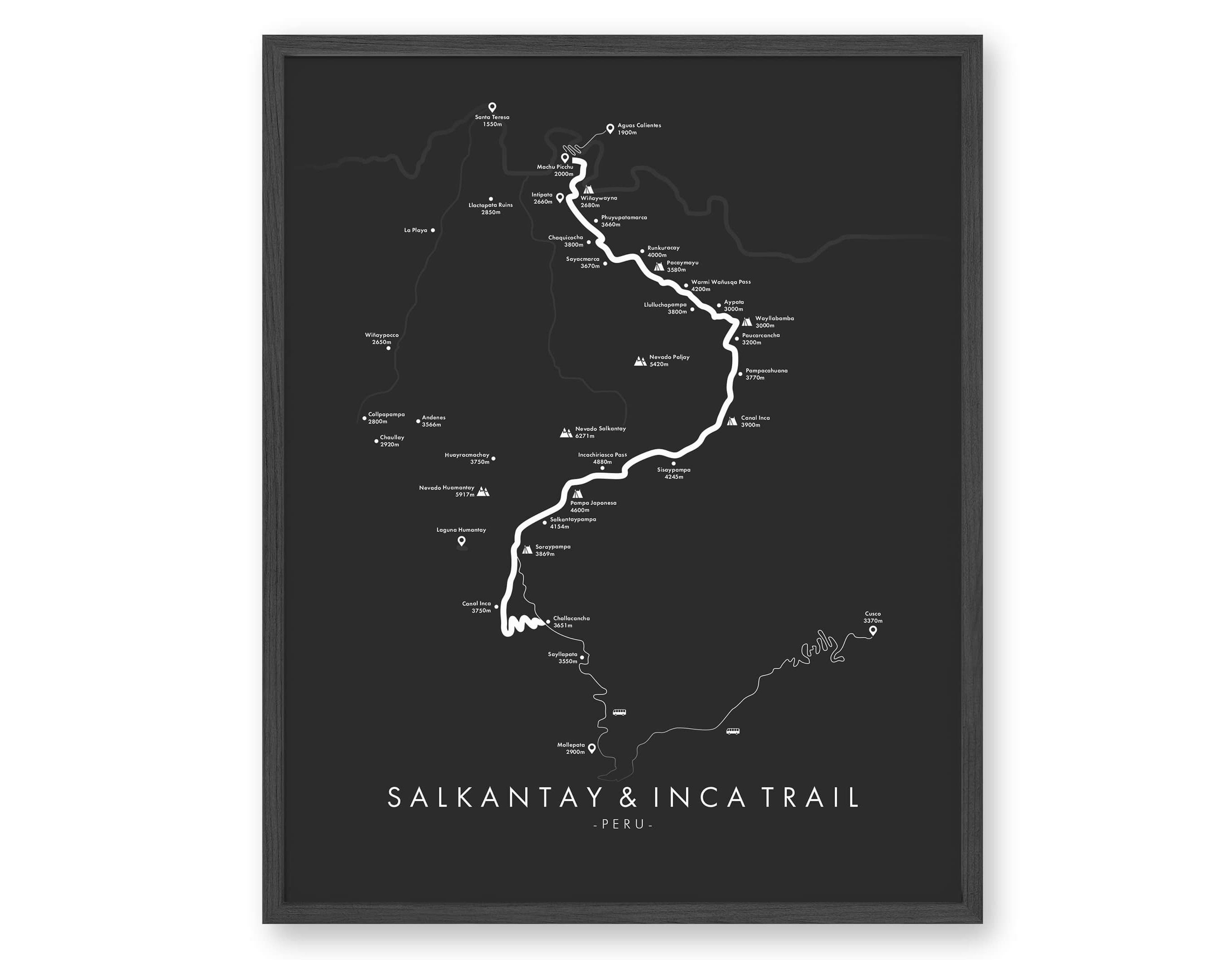 Salkantay & Inca Trail Poster Inca Track Map Salkantay - Etsy