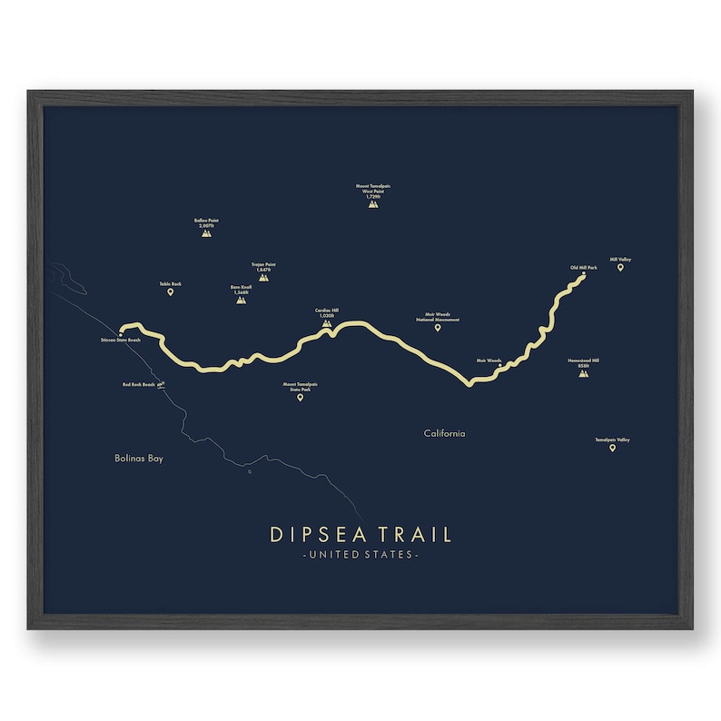 Dipsea Trail Map | Dipsea Trail Poster | Explore California | Mill ...