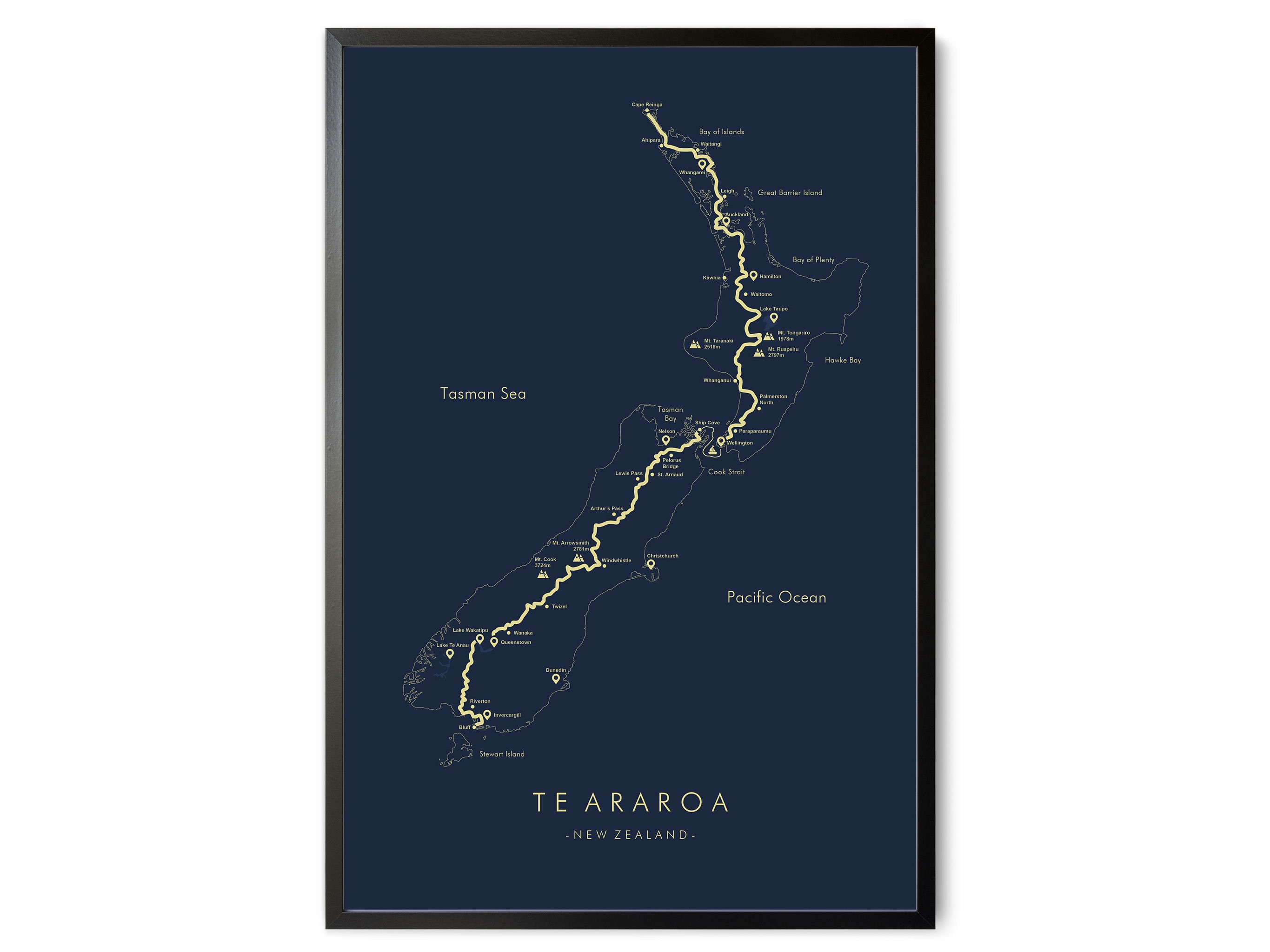 Te Araroa Poster Te Araroa Track Map New Zealand Trekking | Etsy
