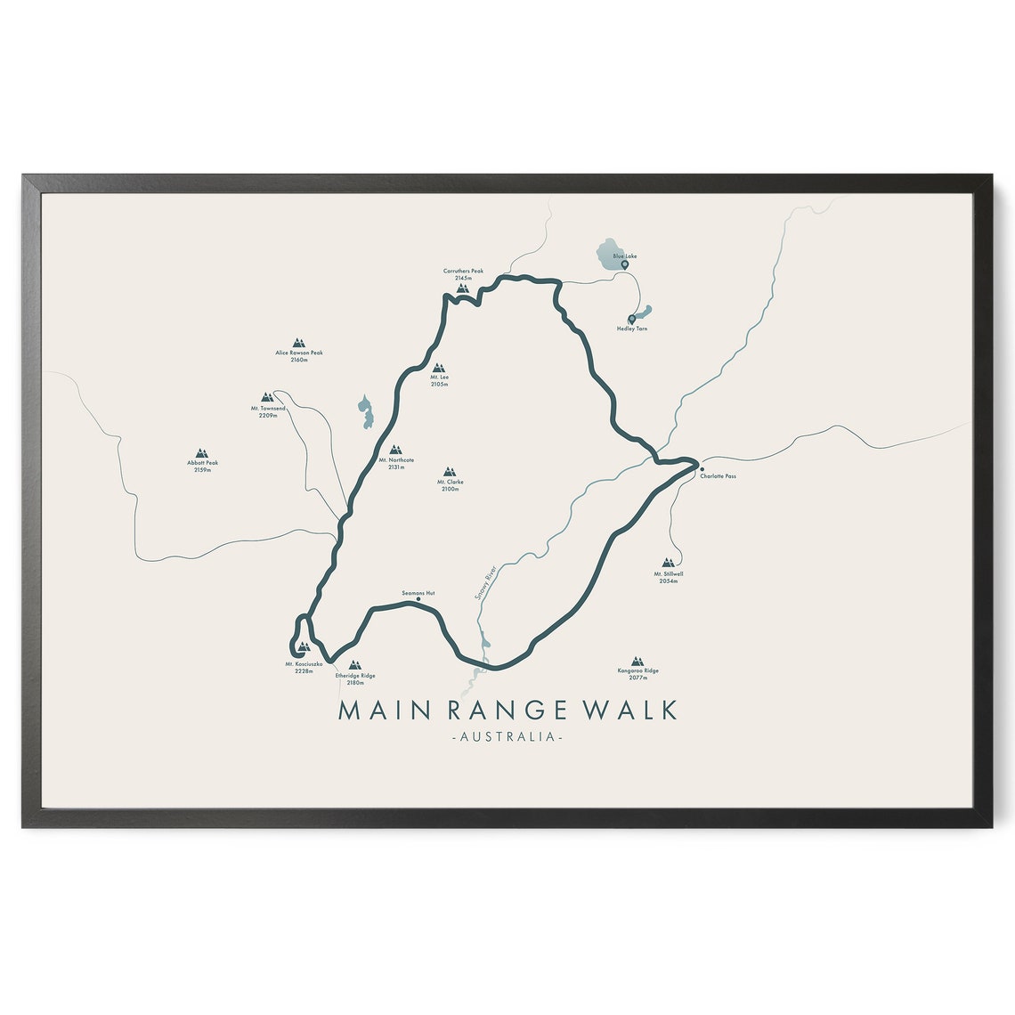 Main Range Walk Map Main Range Walk Poster Kosciuszko | Etsy