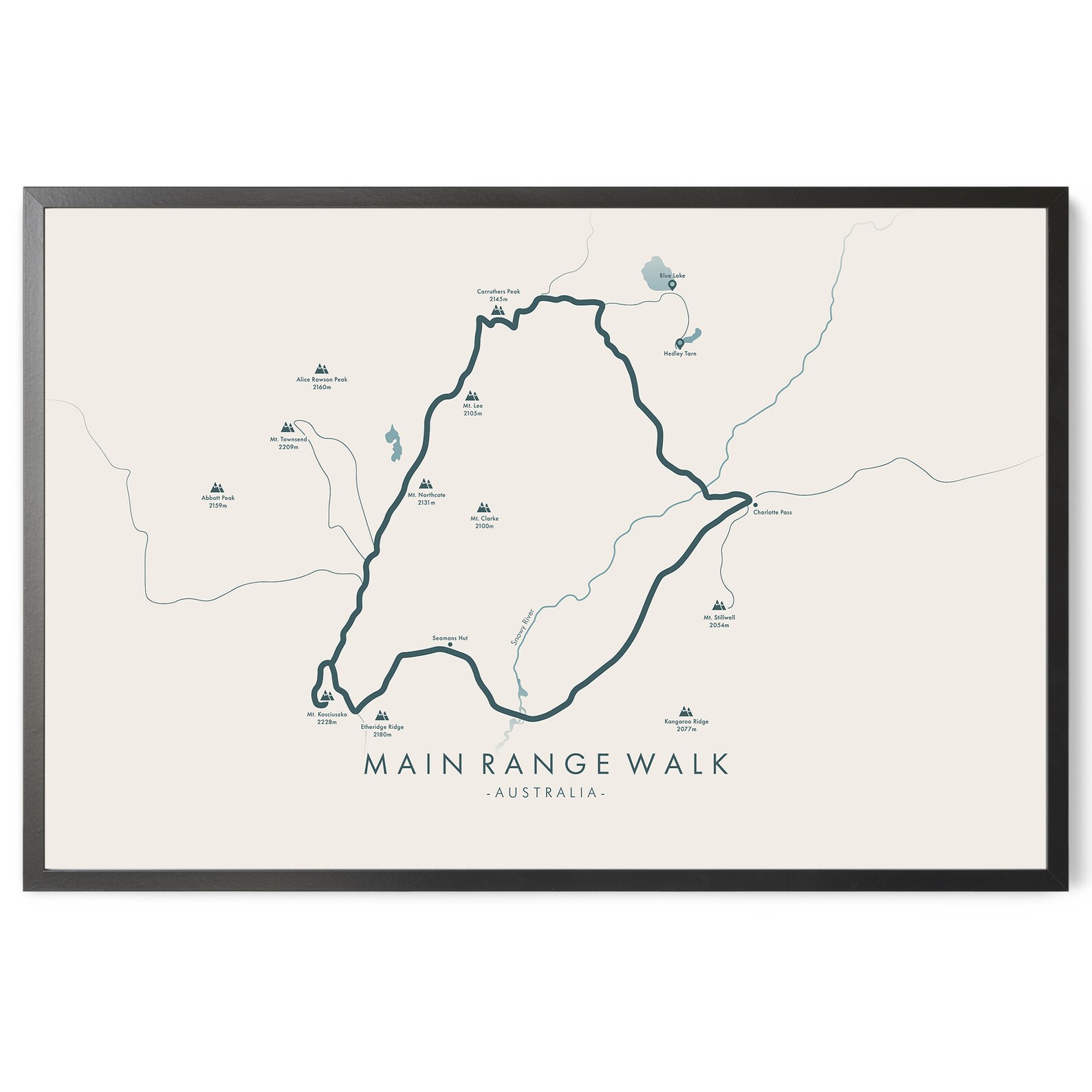 Main Range Walk Map Main Range Walk Poster Kosciuszko | Etsy