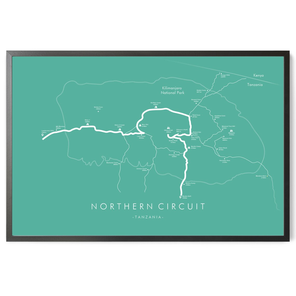 Northern Circuit Route Map Kilimanjaro Hiking Poster | Etsy