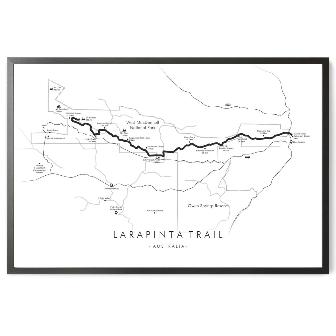 Larapinta Trail Map Larapinta Trail Poster Australia | Etsy