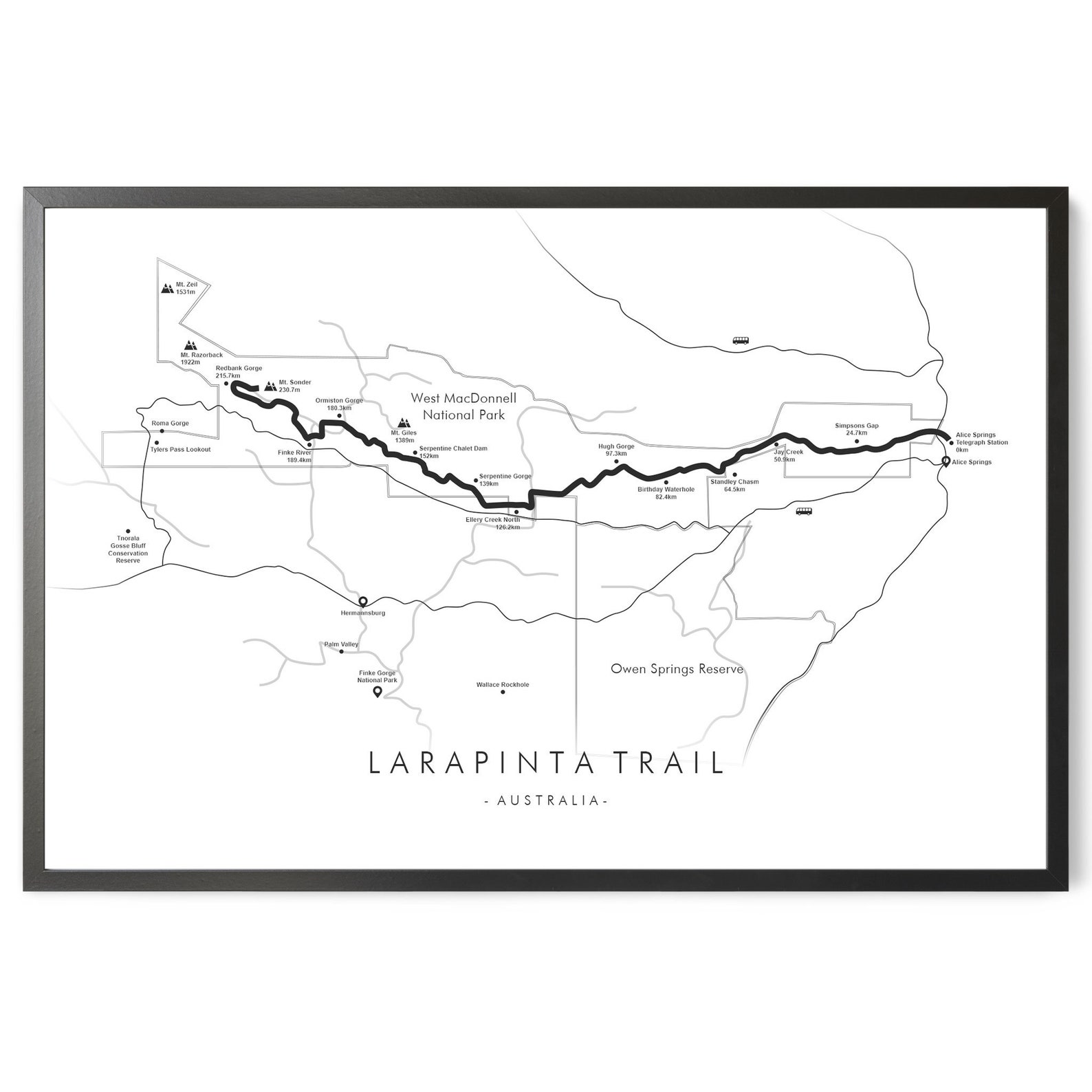 Larapinta Trail Map Larapinta Trail Poster Australia | Etsy