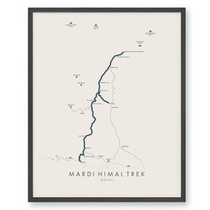 Mardi Himal Trail Map | Mardi Himal Trail Poster | Nepal Hiking Poster ...