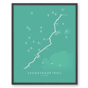 Laugavegur Trail Map | Laugavegur Poster | Iceland Hiking Poster ...
