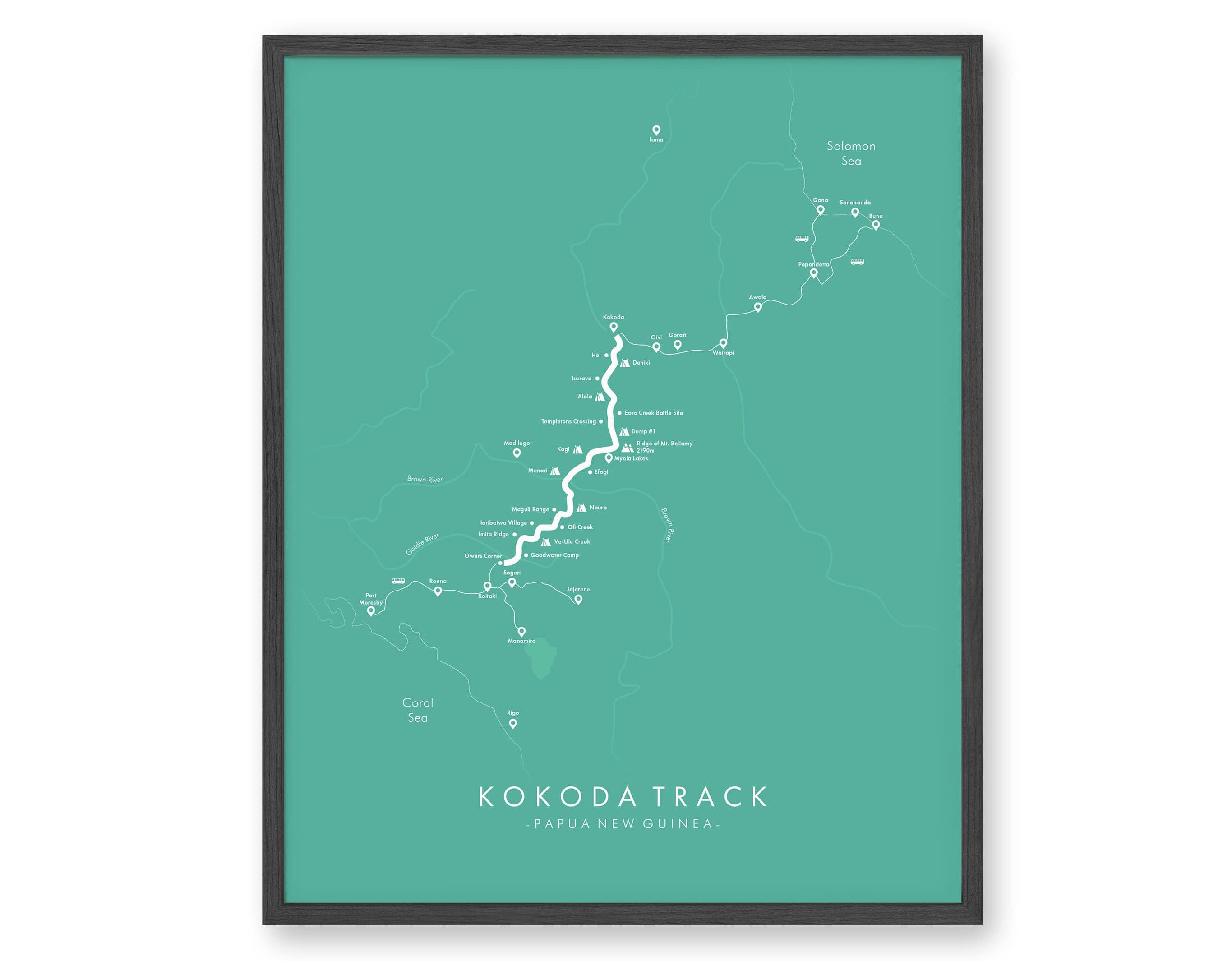 Kokoda Track Map Kokoda Trail Poster Papua New Guinea | Etsy