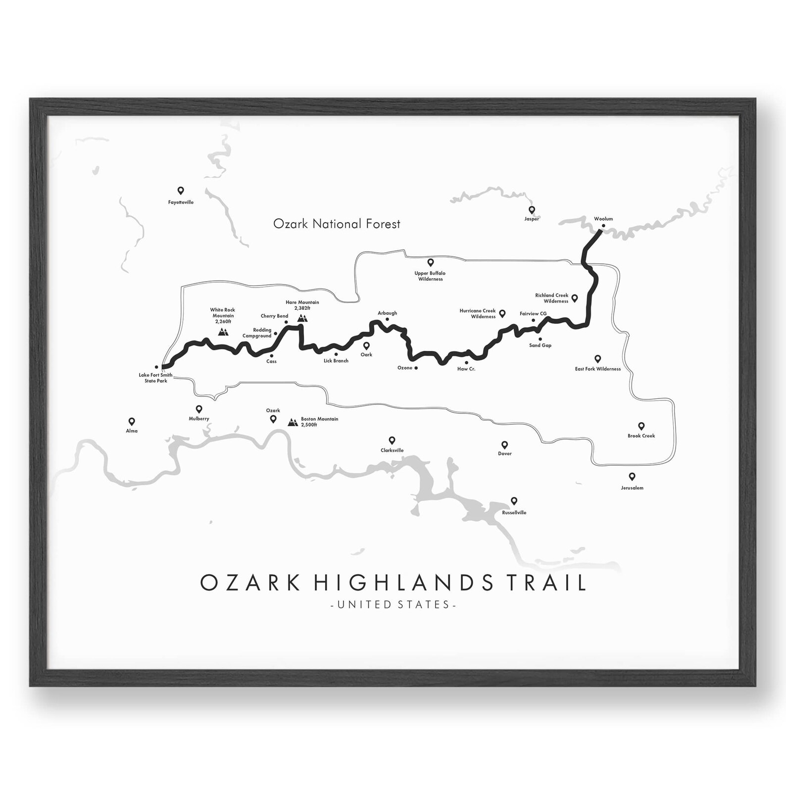 Ozark Highlands Trail Map OHT Hiking Trail Map OHT Poster | Etsy