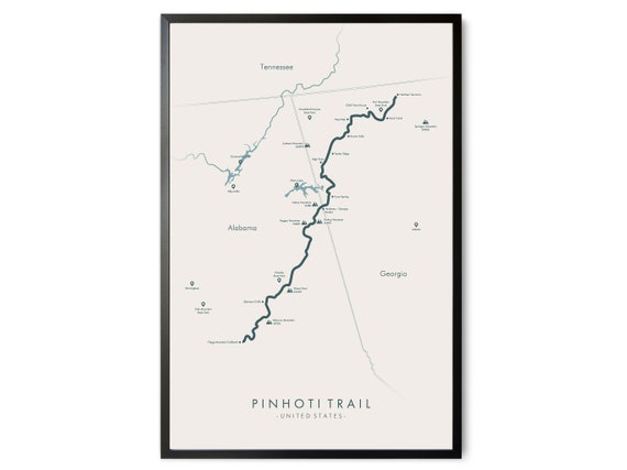 Pinhoti Trail Map Pinhoti Trail Poster National Recreation | Etsy