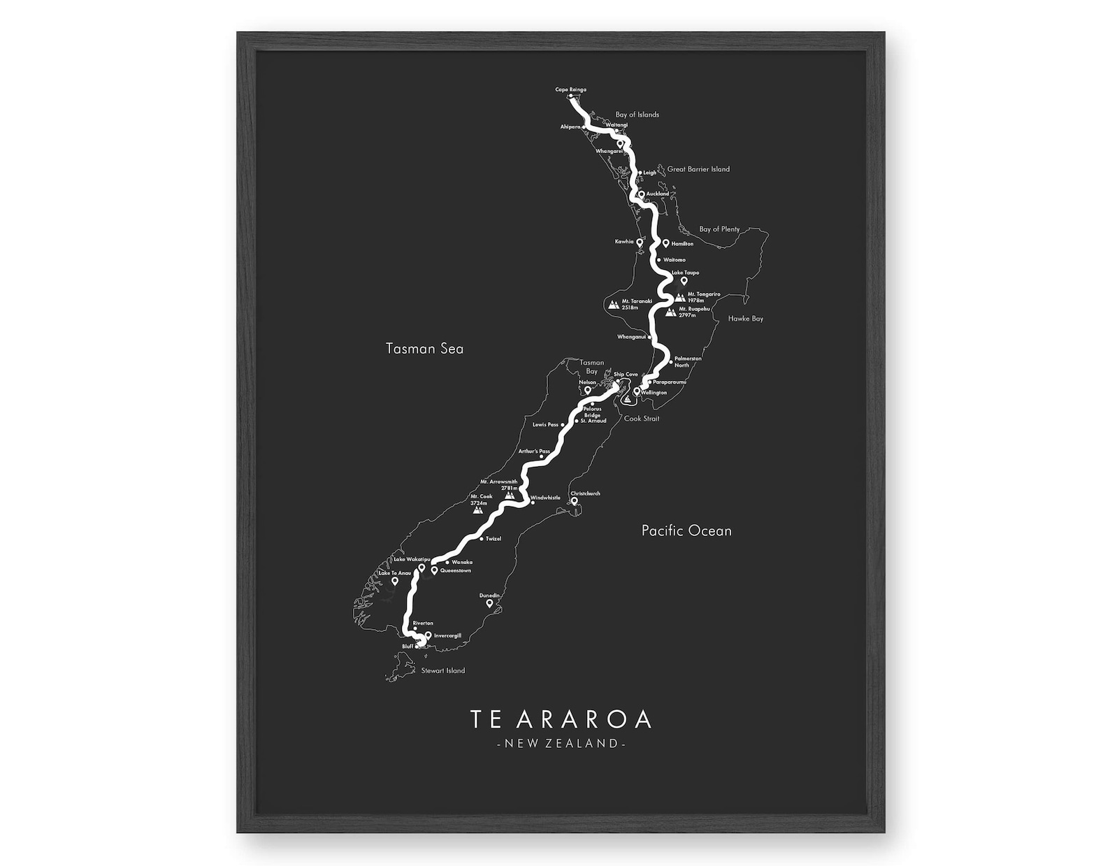 Te Araroa Poster | Te Araroa Track Map | New Zealand Trekking | Relive ...