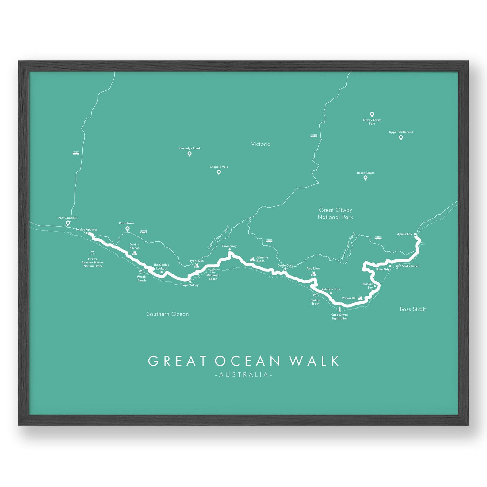 Great Ocean Walk Poster the Great Ocean Walk Map Australia | Etsy