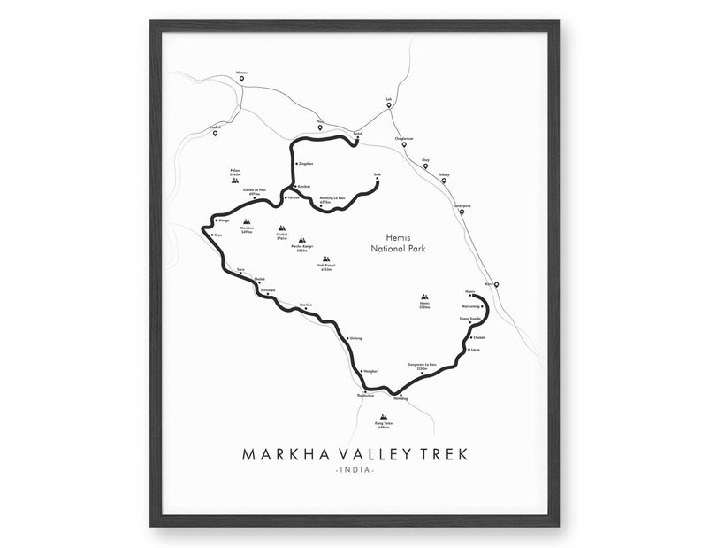 Markha Valley Trek Map | Markha Valley Trail Poster | Indian Himalaya ...