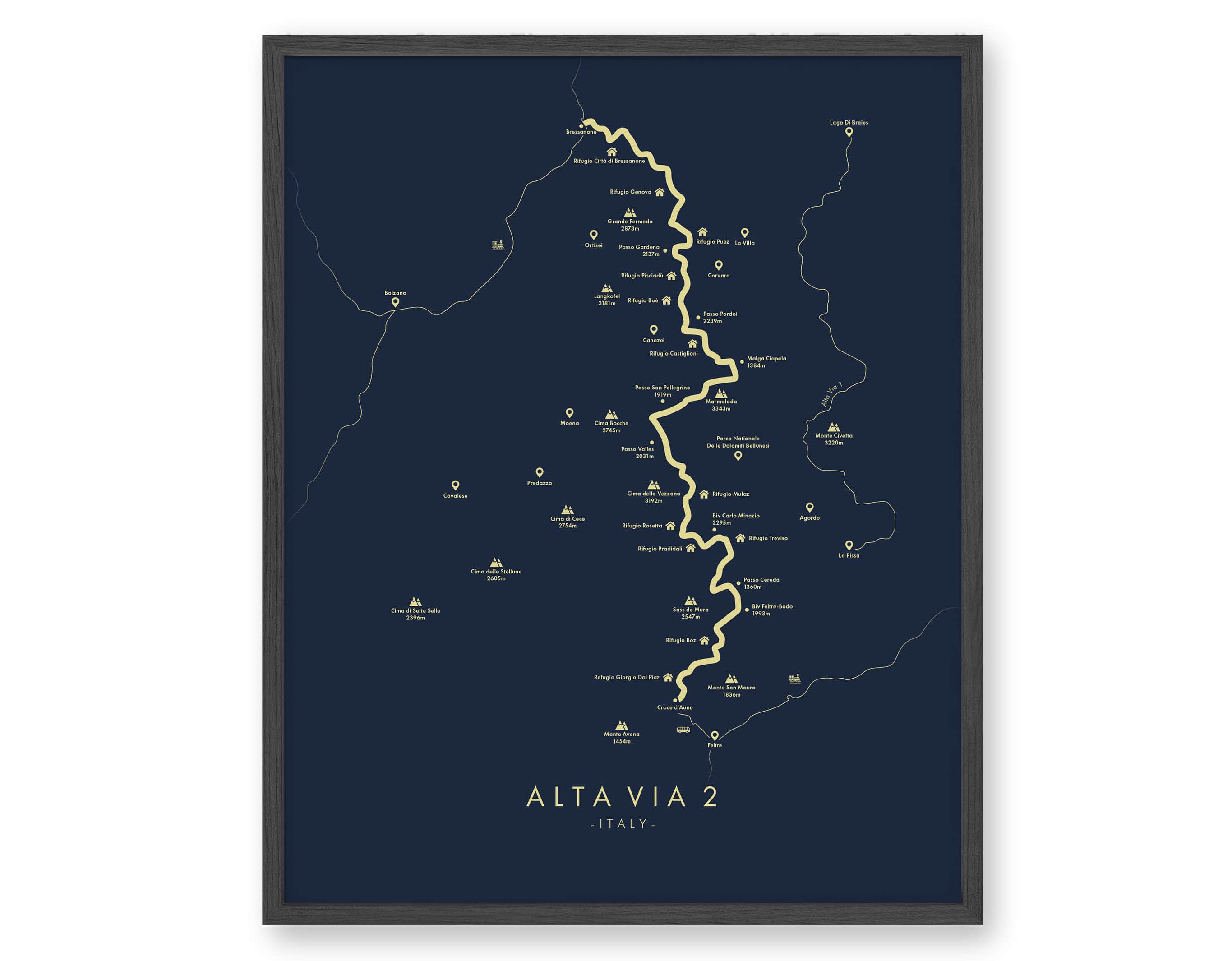 Alta via 2 Poster | Alta via 2 Track Map | Alta via Wall Art ...