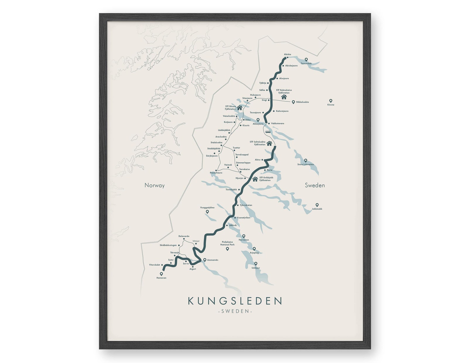Kungsleden Trail Map | Kungsleden Hiking Poster | King’s Trail Sweden ...