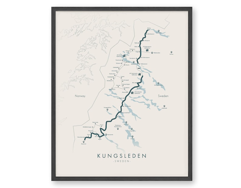Kungsleden Trail Map | Kungsleden Hiking Poster | King’s Trail Sweden ...