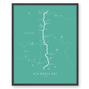 Via Degli Dei Map | via Degli Dei Poster | Europe Hiking Poster | Italy ...