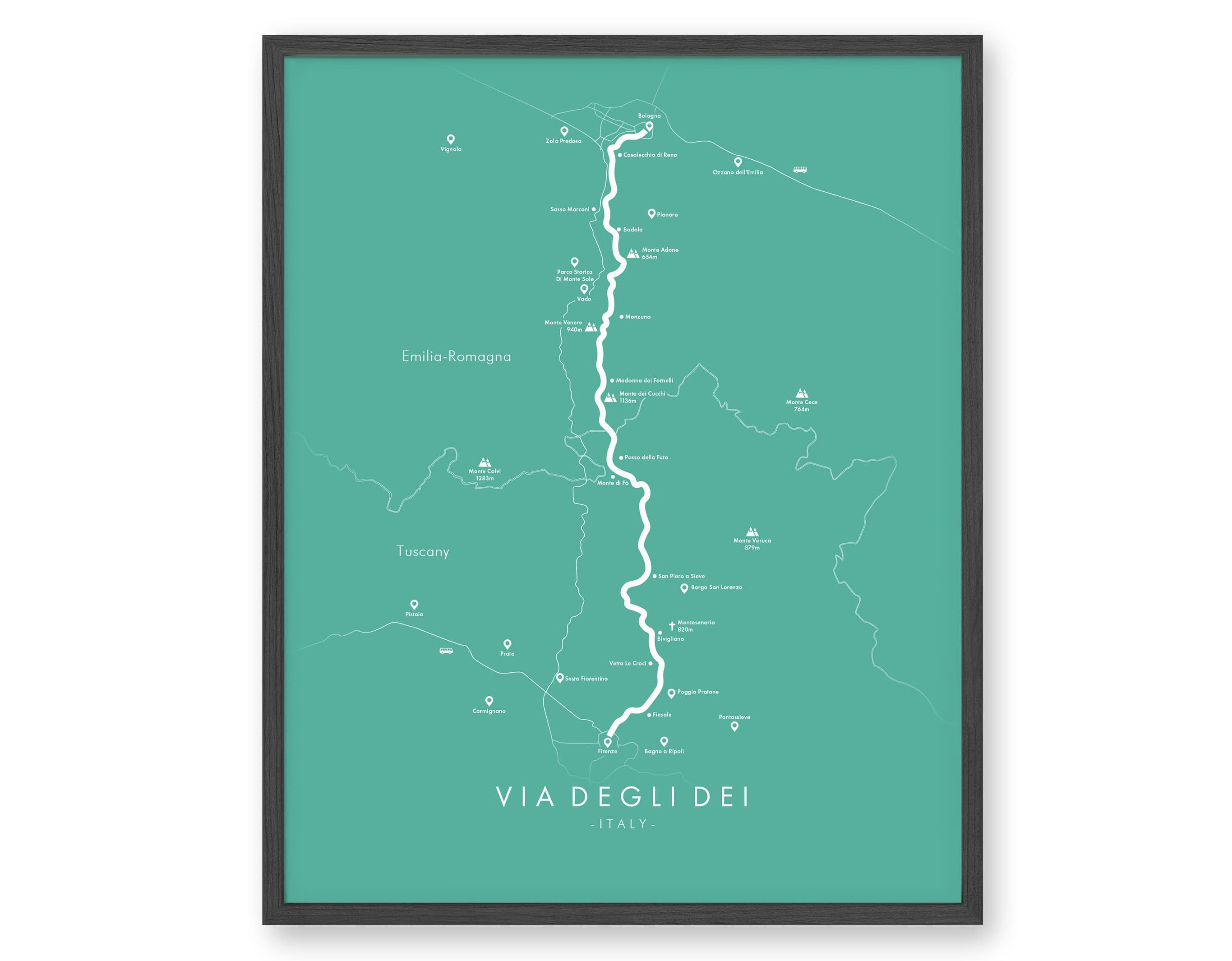 Via Degli Dei Map via Degli Dei Poster Europe Hiking | Etsy