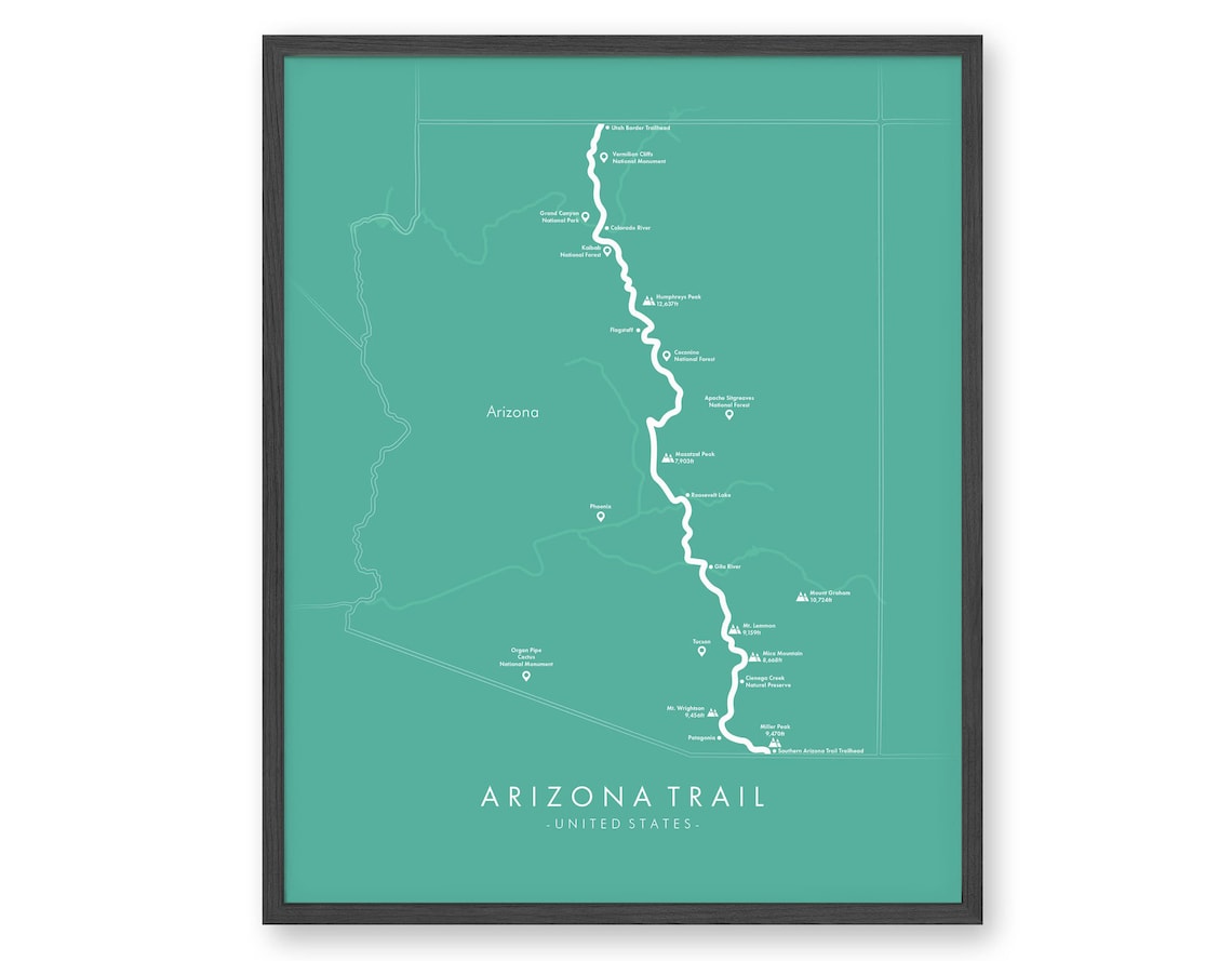 Arizona Trail Map Arizona Trail Poster Hiking USA Poster | Etsy