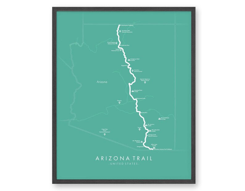 Arizona Trail Map Arizona Trail Poster Hiking USA Poster | Etsy