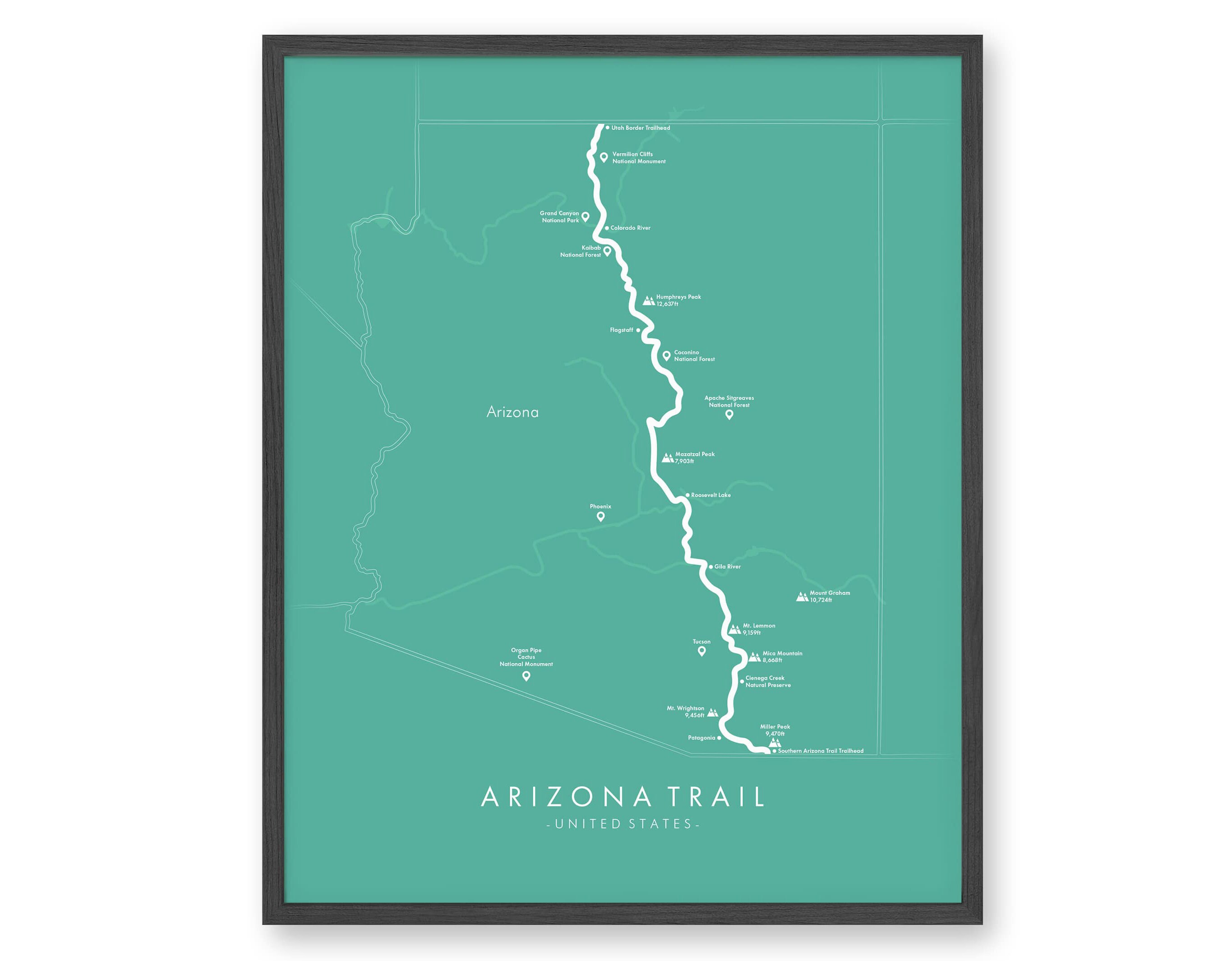 Arizona Trail Map Arizona Trail Poster Hiking USA Poster - Etsy