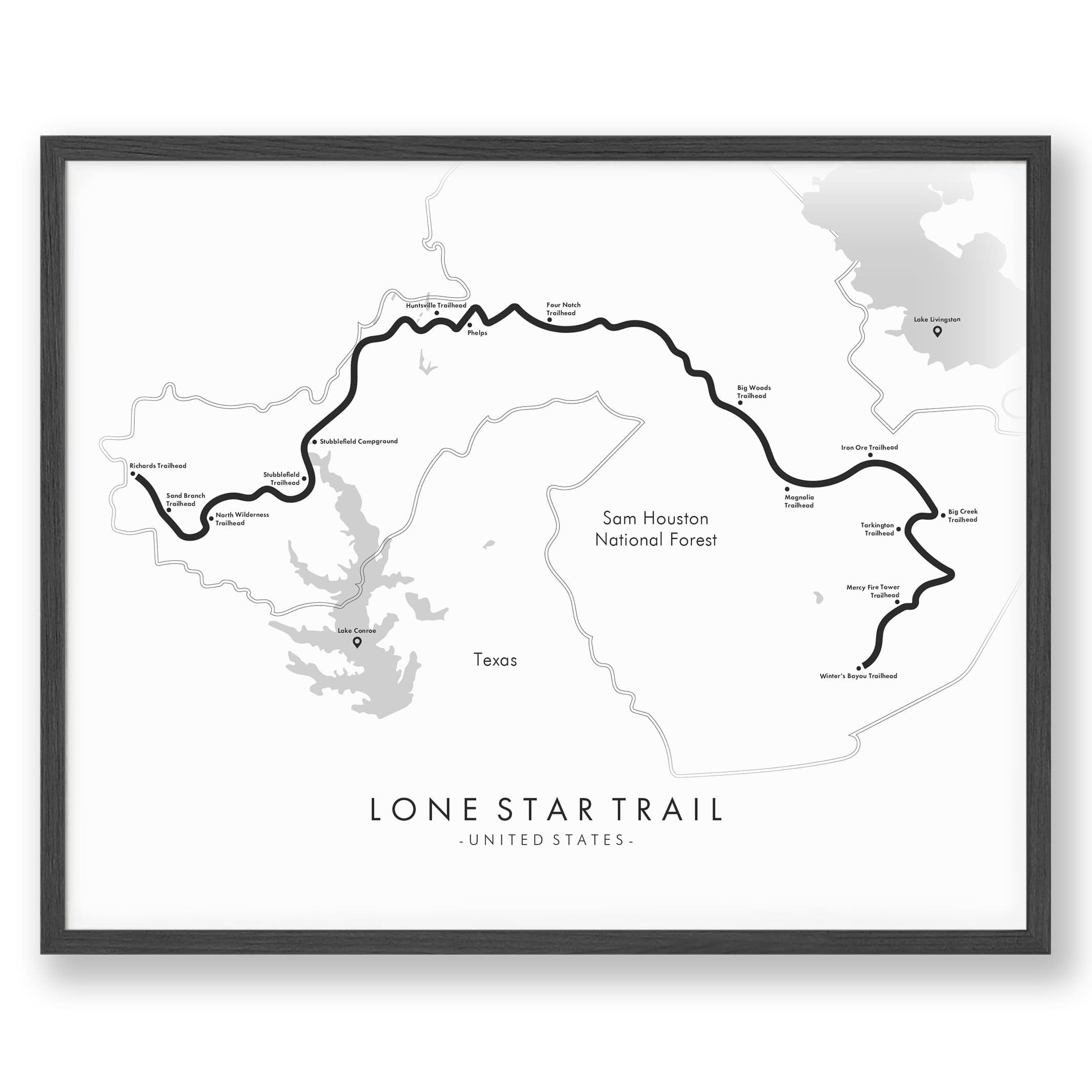 Lone Star Trail Poster | Lone Star Trail Map | Texas Hiking | Hiking ...