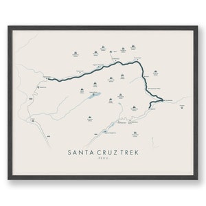 Santa Cruz Trek Map | Punta Union Trek Poster | Peru Hiking Poster ...